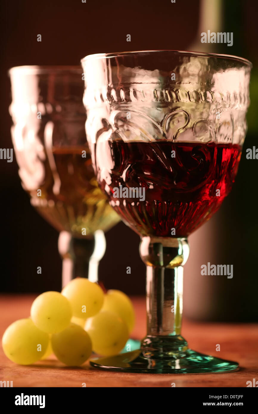 Two Goblets and Grape Stock Photo - Alamy