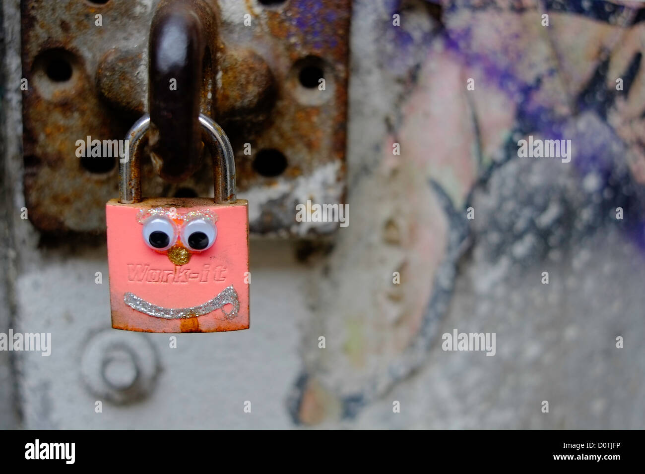 Padlock with a face creatively painted onto Stock Photo - Alamy