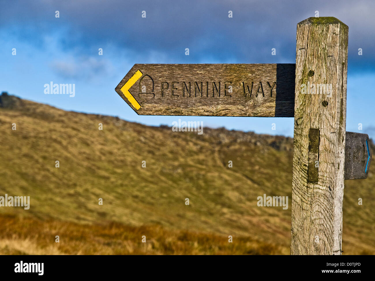 Pennine Way signpost near Edale in Derbyshire, Peak District National ...