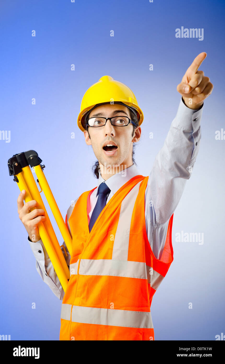 Young construction worker with hard hat Stock Photo - Alamy