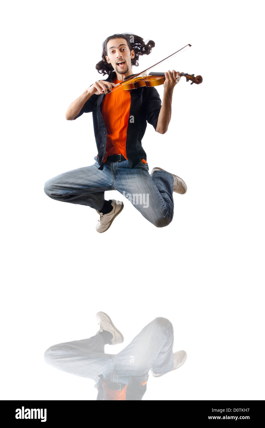 Violin player isolated on white Stock Photo - Alamy