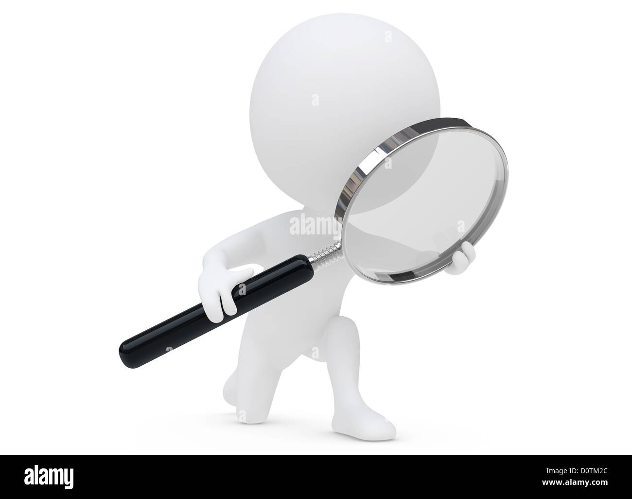 3d humanoid character with a magnifier on white Stock Photo - Alamy