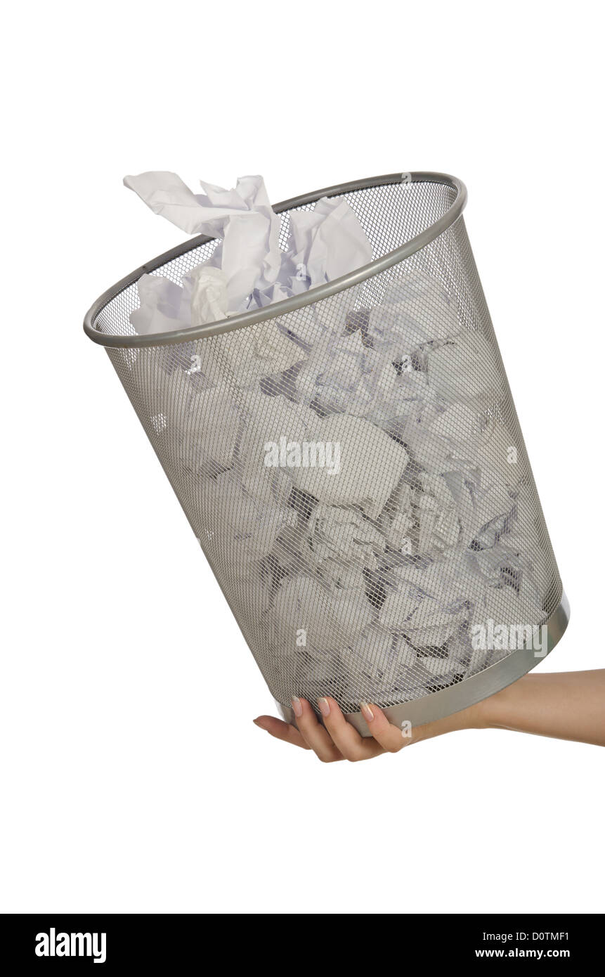 Hands with garbage bin with paper Stock Photo - Alamy