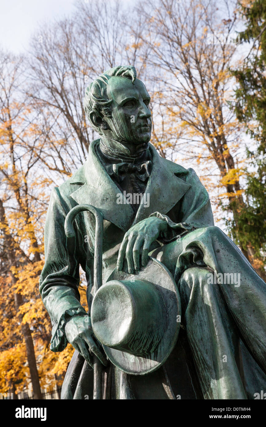 Statue of James Fenimore Cooper, Fall Foliage, Cooperstown, NY Stock ...