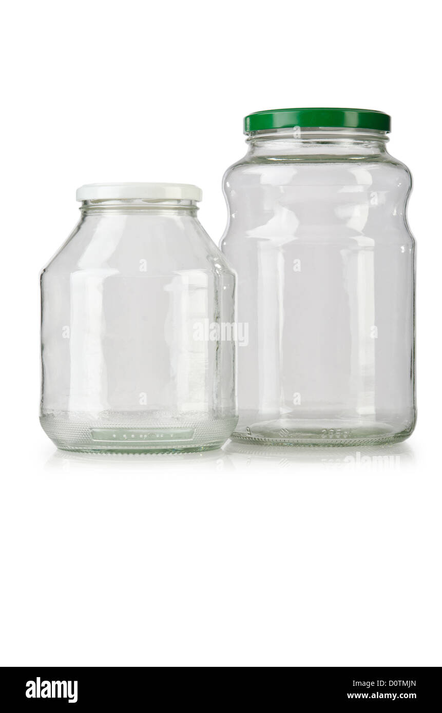 Glass empty jar isolated on white Stock Photo - Alamy