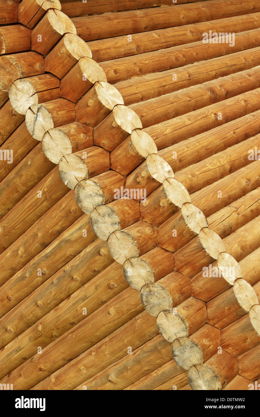 Corner of logs located in diagonal Stock Photo - Alamy