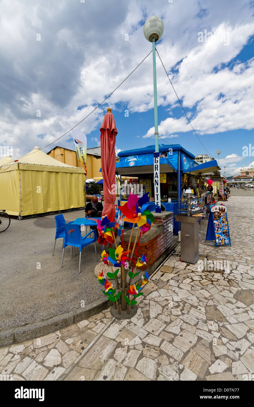 Blue Snack Bar at the Beach of Viareggio in Tuscany, Italy Stock Photo ...