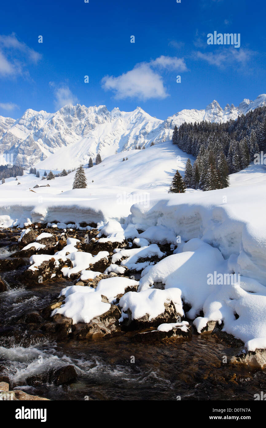 In 2502 m, Alp, Alps, Alpstein, Alpstein area, Appenzell, view, brook ...