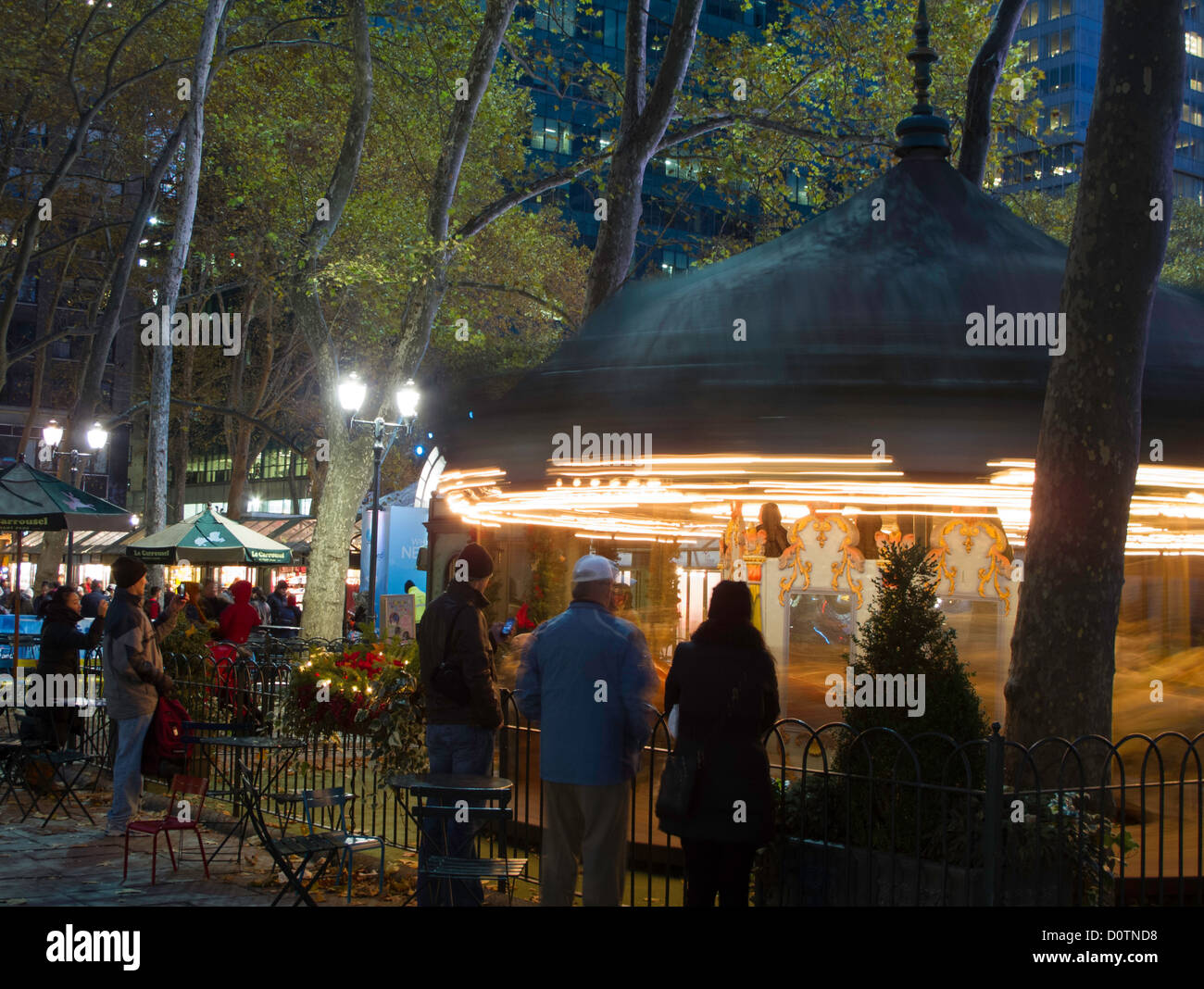 Le Carousel, Seasonal Holiday Decorations, Bryant Park, NYC Stock Photo ...