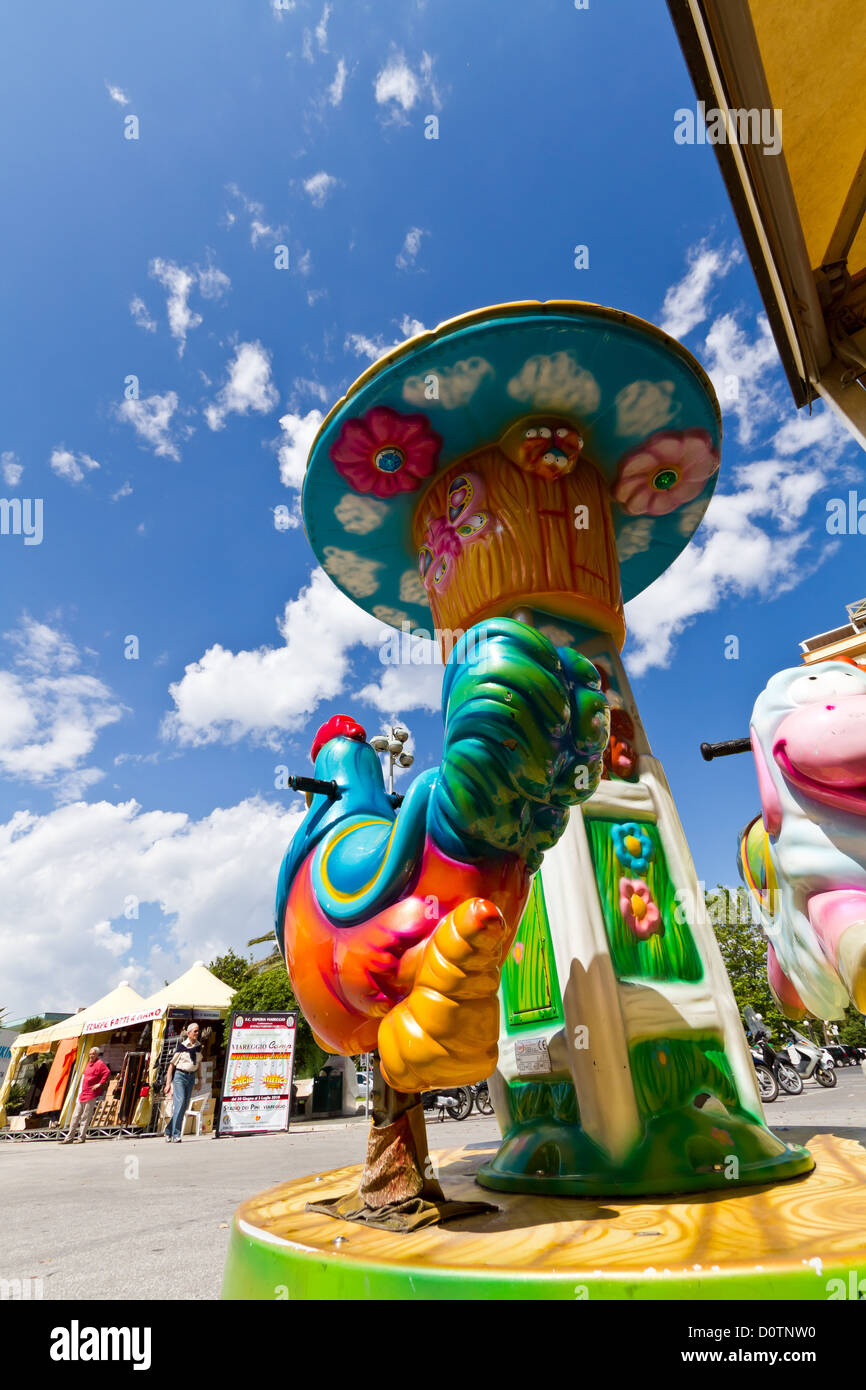 Colorful Mini Carousel near the Beach of Viareggio in Tuscany, Italy ...