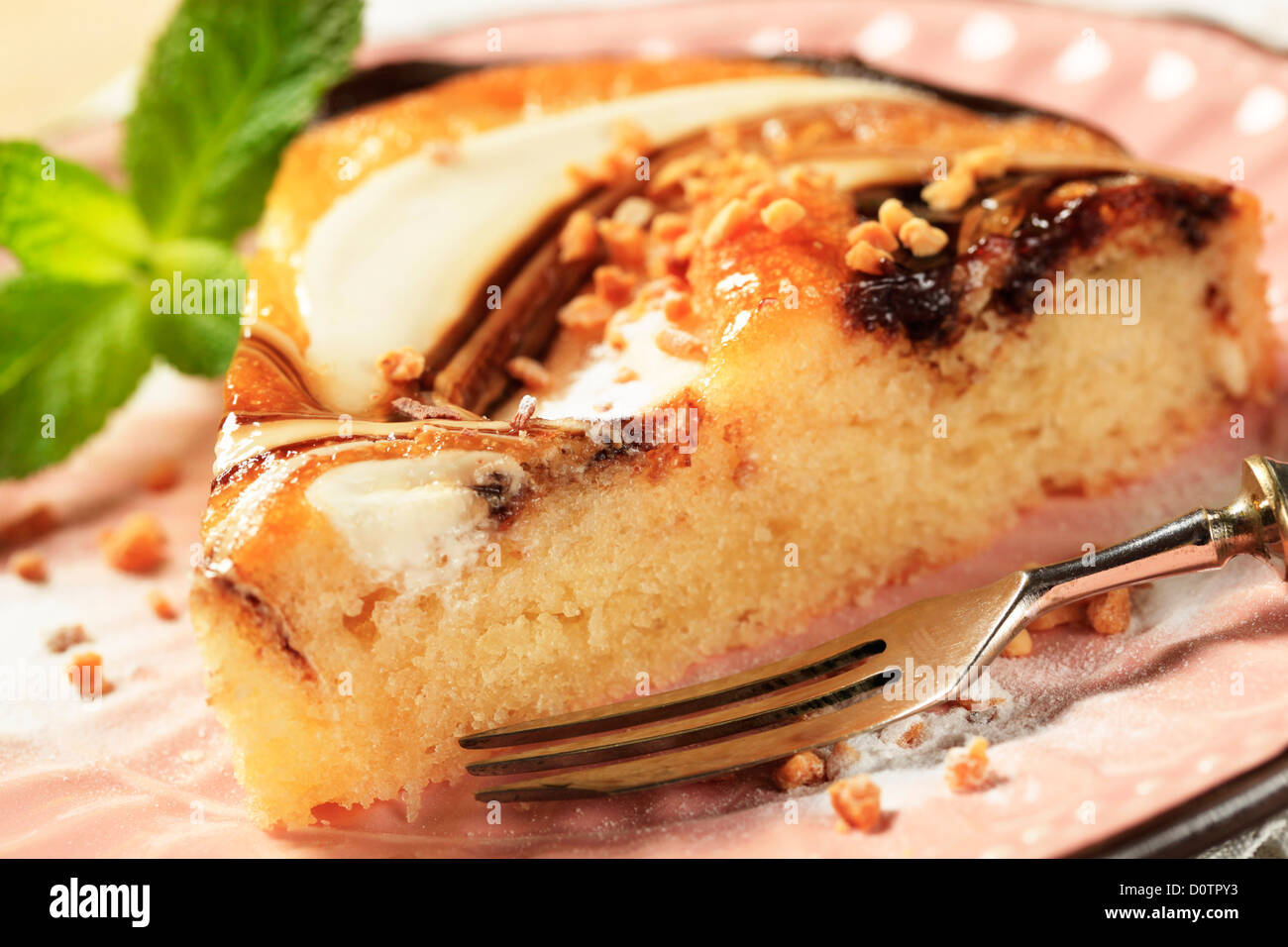 Sponge cake with chocolate sauce and cream cheese Stock Photo - Alamy