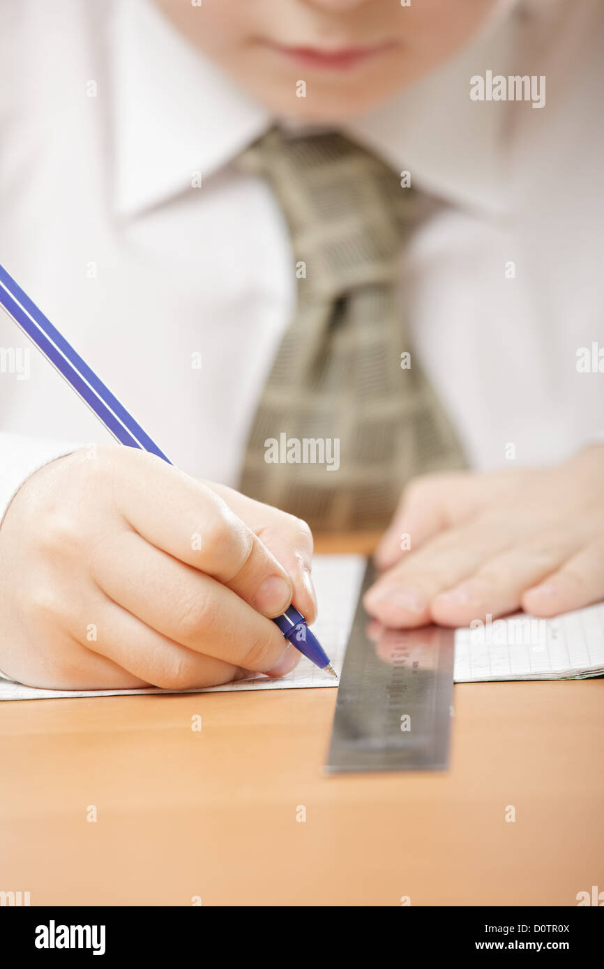 Boy drawing line Stock Photo - Alamy