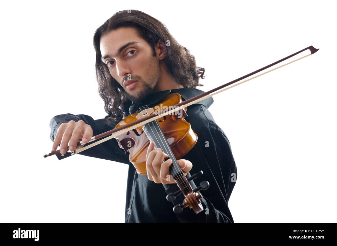 Violin player isolated on white Stock Photo - Alamy
