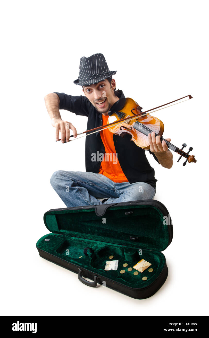 Violin player isolated on white Stock Photo - Alamy