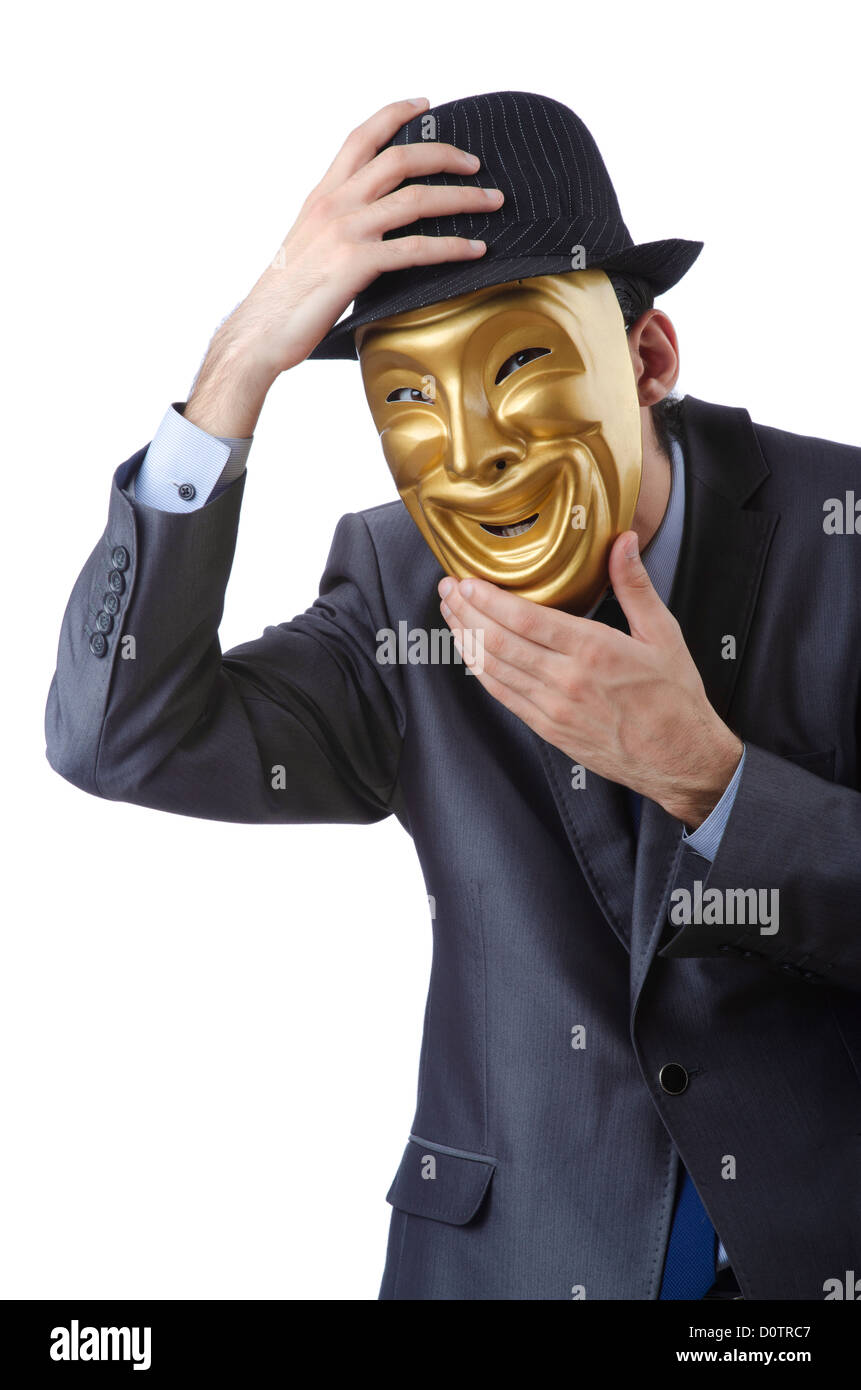 Businessman with mask concealing his identity Stock Photo - Alamy