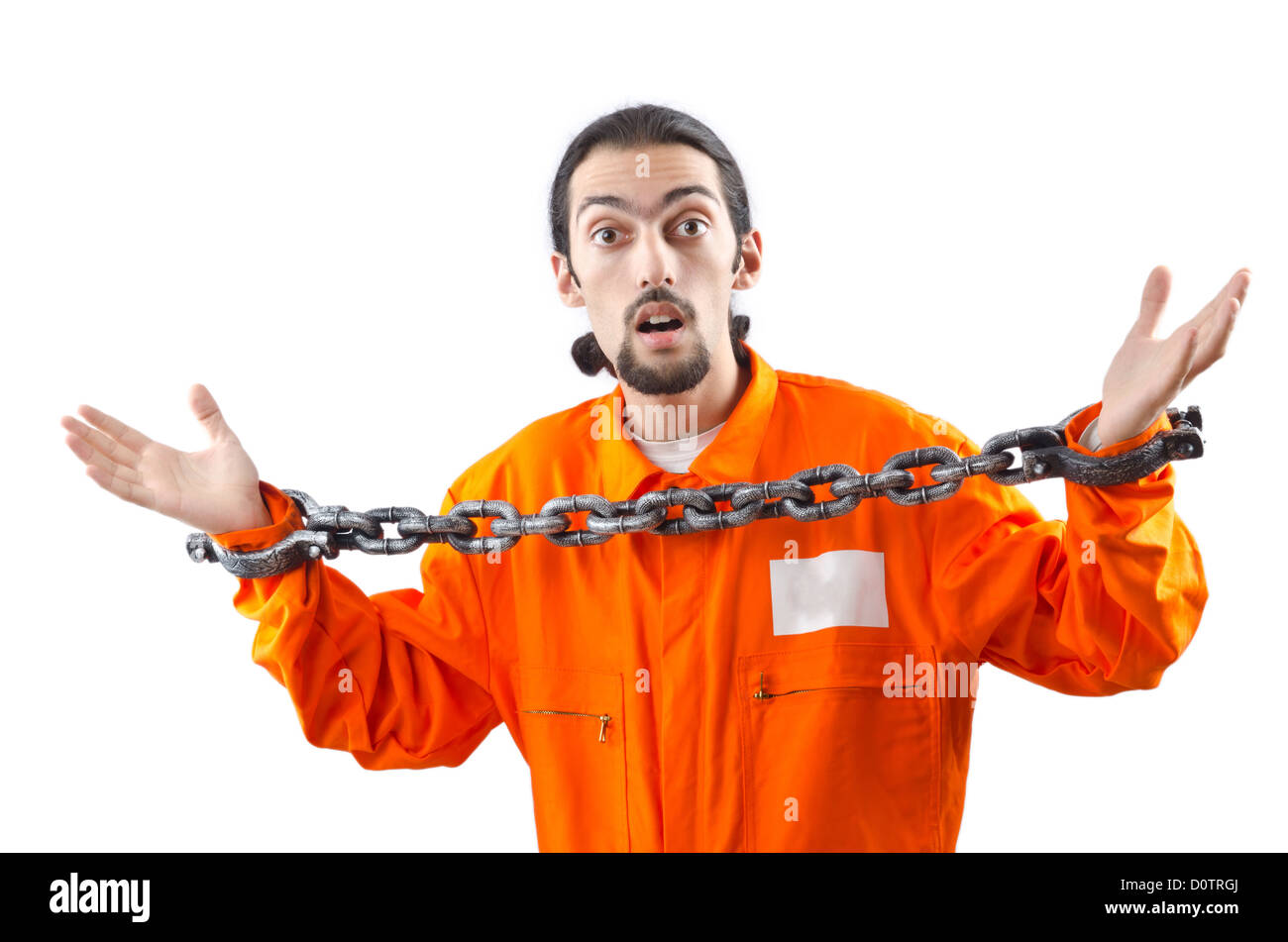 Convicted criminal on white background Stock Photo - Alamy