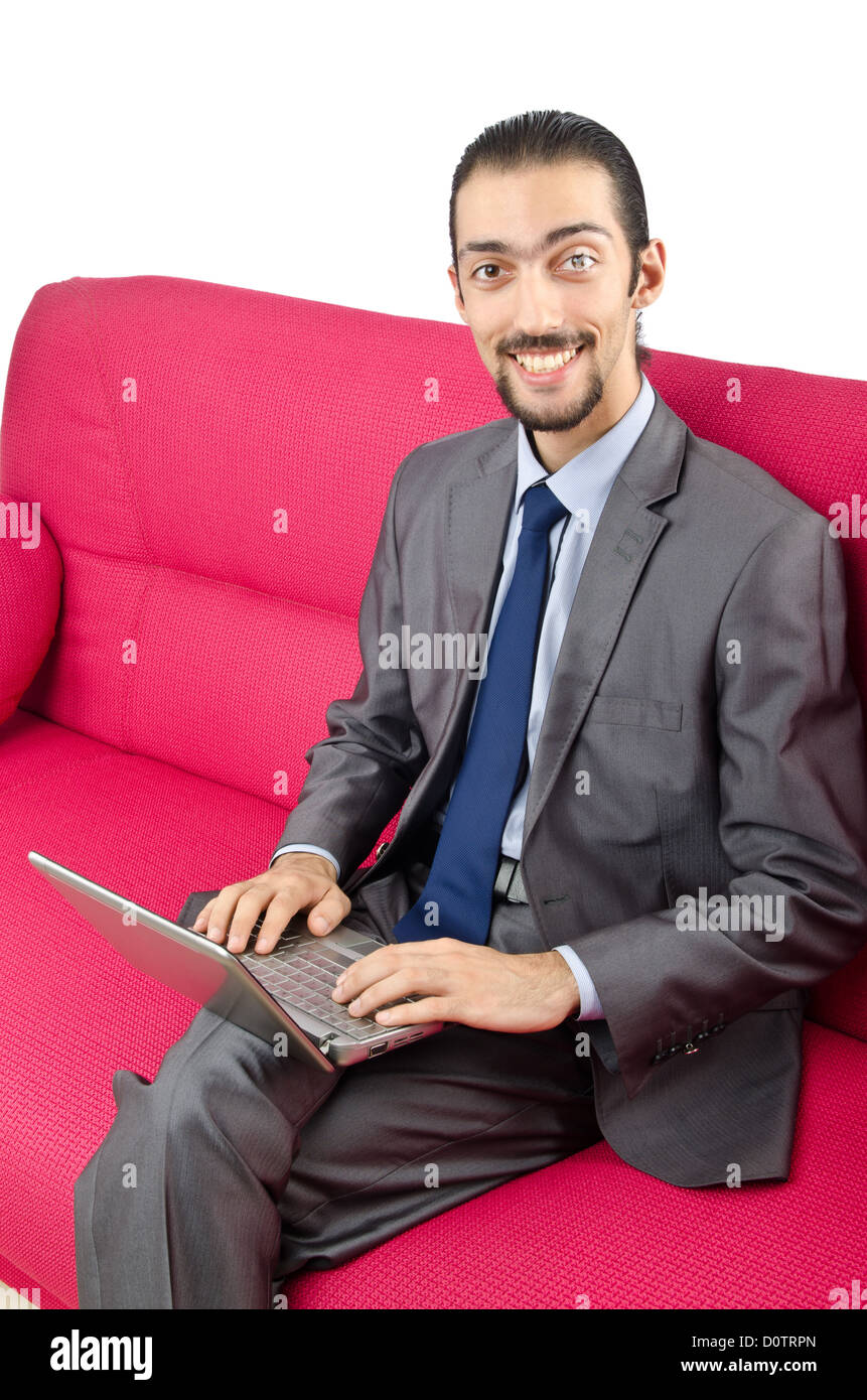 Man sitting on the sofa Stock Photo - Alamy