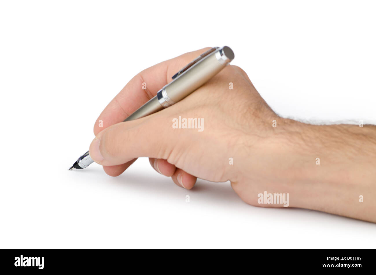 Hand with pen writing on white Stock Photo - Alamy