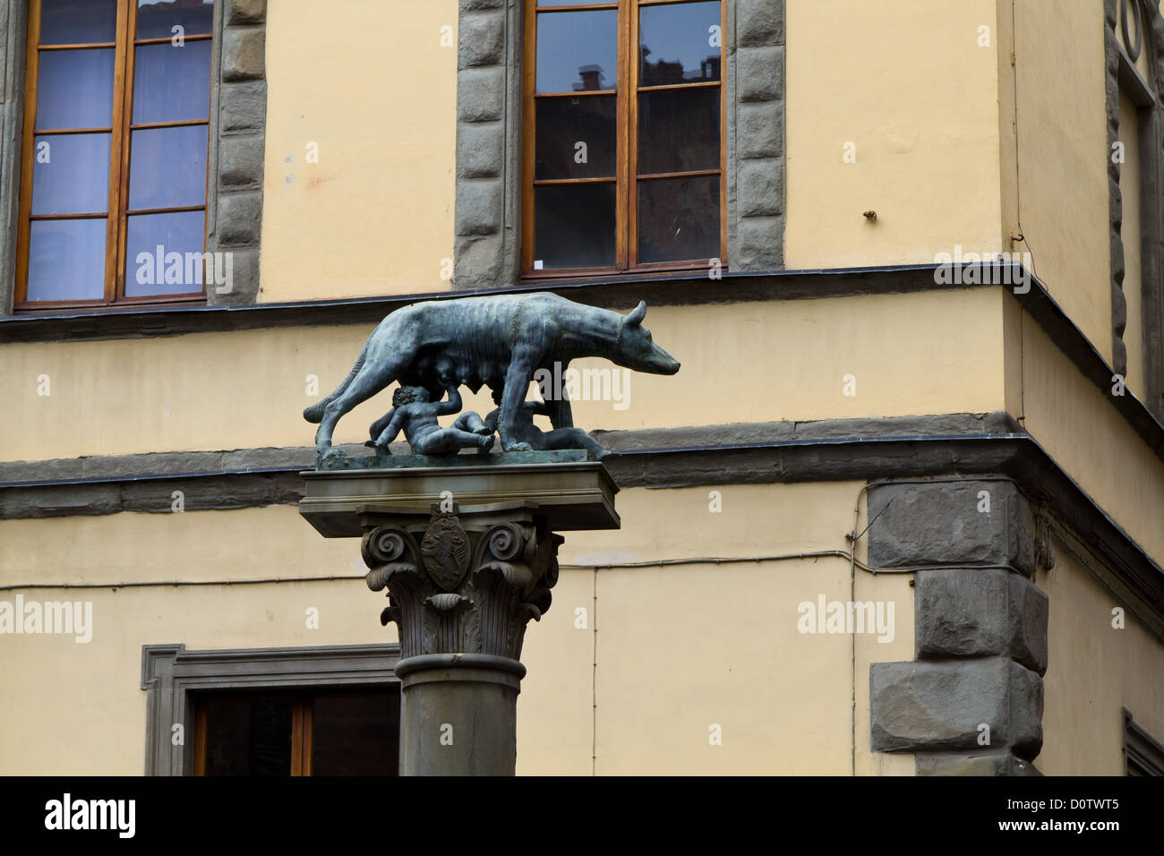 Statue with Romolus, Remus and a Wolf in Siena, Tuscany, Italy Stock ...