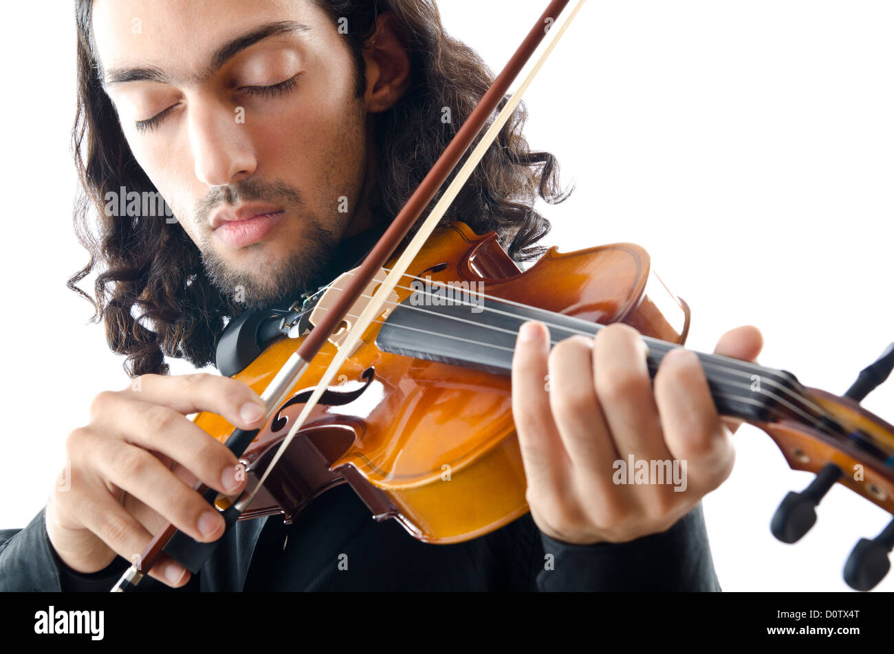 Violin player isolated on white Stock Photo - Alamy