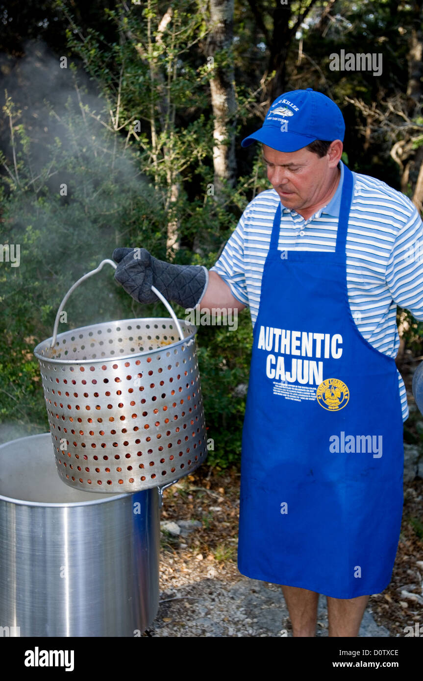 Cook preparing for a Cajun Crawfish boil Stock Photo - Alamy