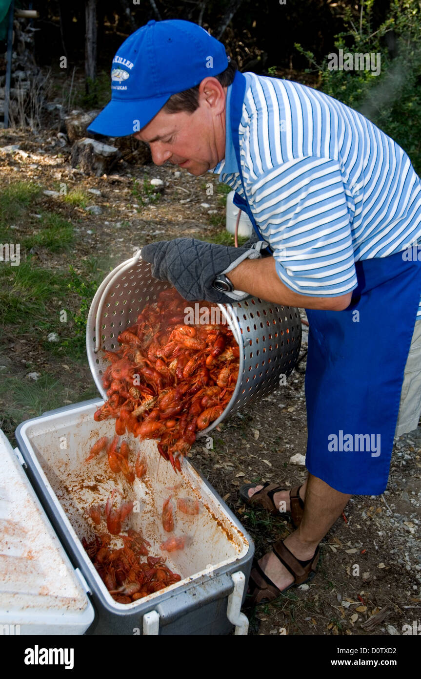Cook preparing for a Cajun Crawfish boil Stock Photo - Alamy