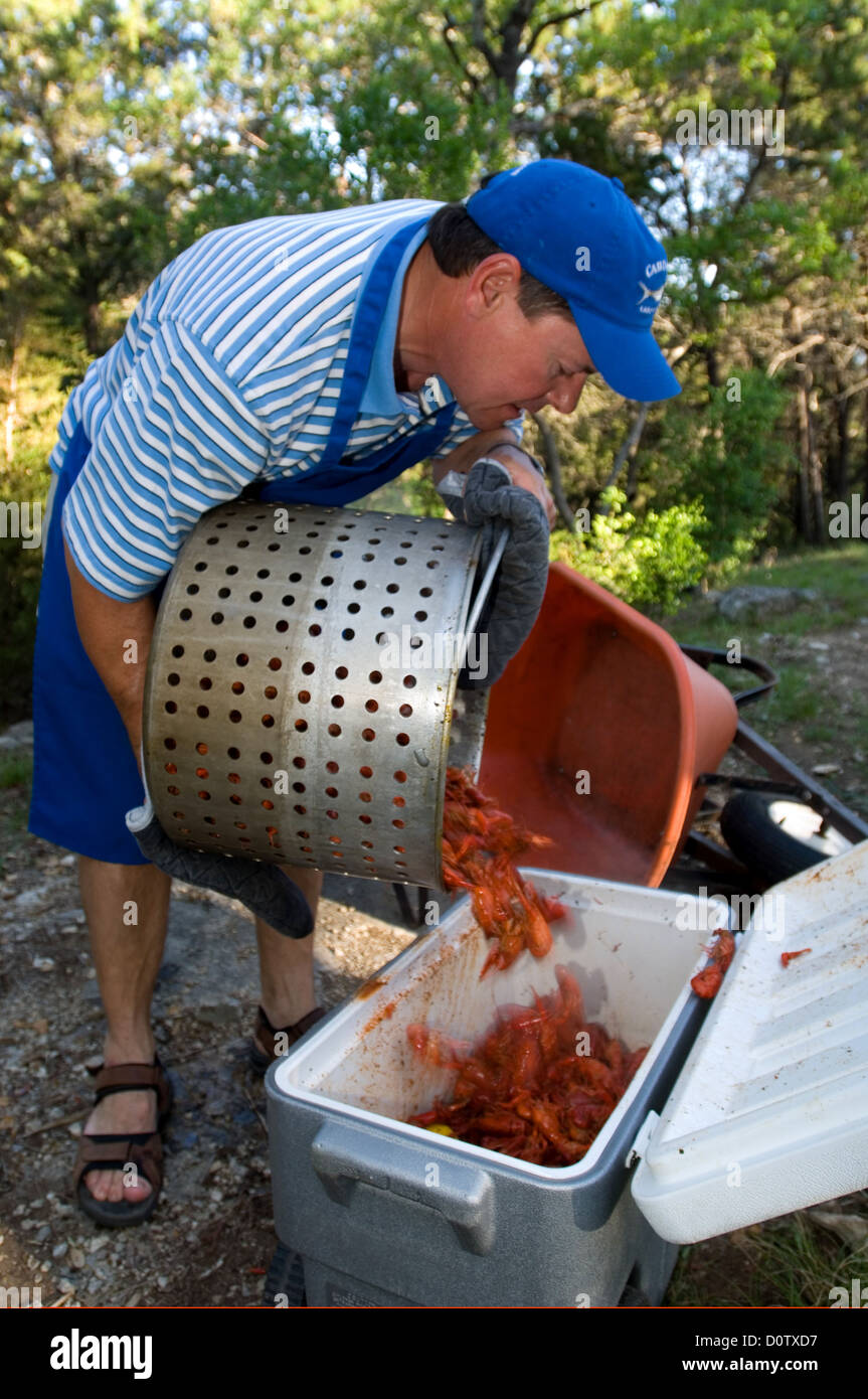 Cook preparing for a Cajun Crawfish boil Stock Photo - Alamy
