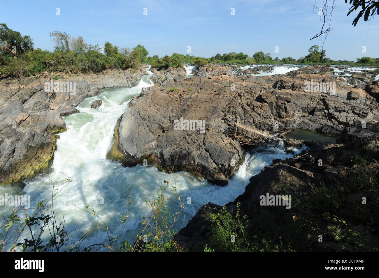 Laos, Asia, Don Khon, Mekong, river, flow, 4000 islands, isles, cliff ...