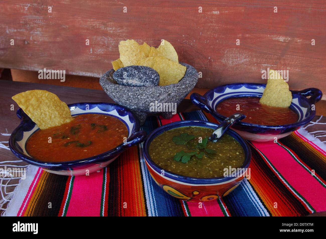 Bowls of Mexican Salsa and Corn Chips Stock Photo - Alamy