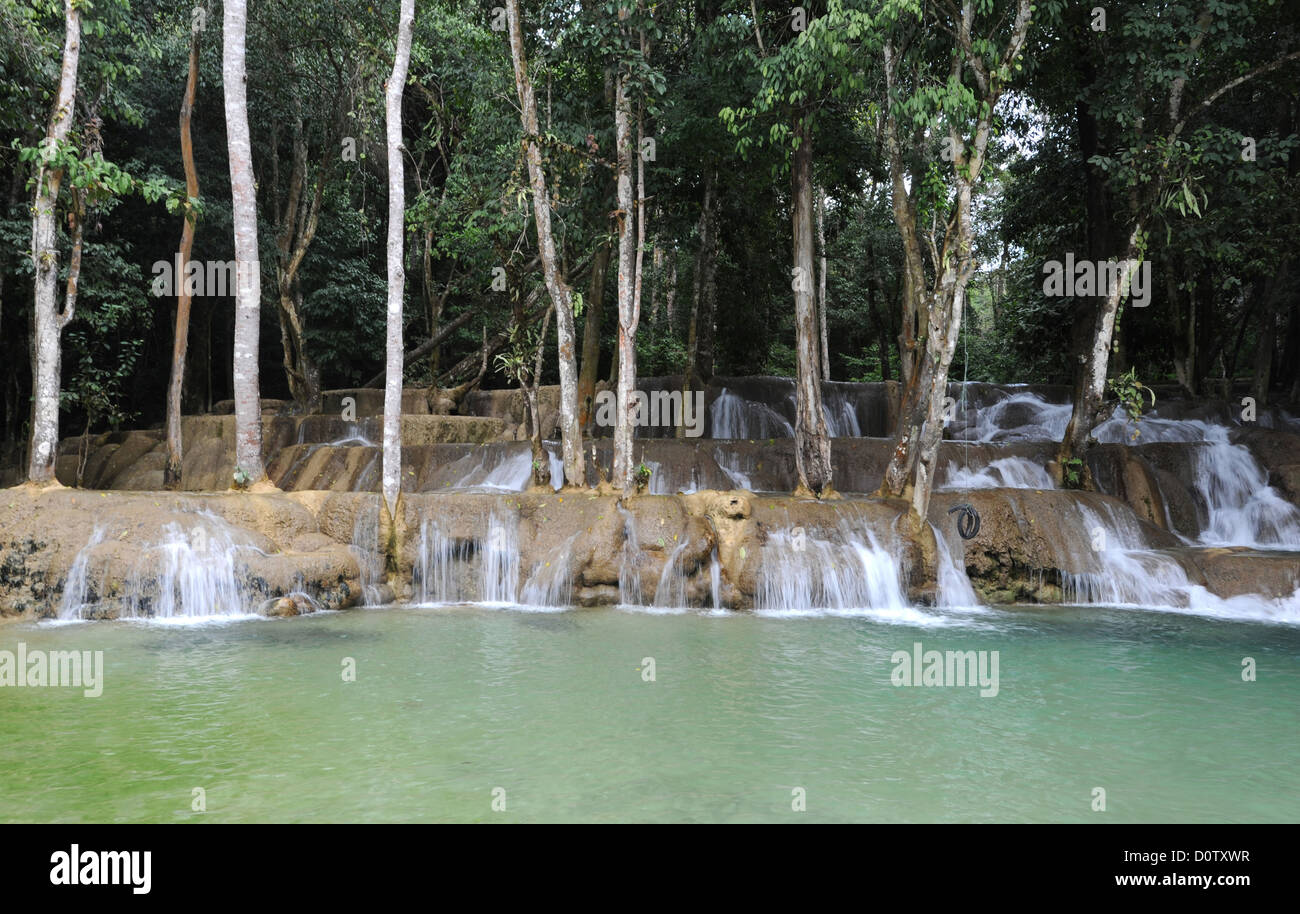 Laos, Asia, Luang Prabang, Xiagnabouli, river, flow, nature, waterfall ...
