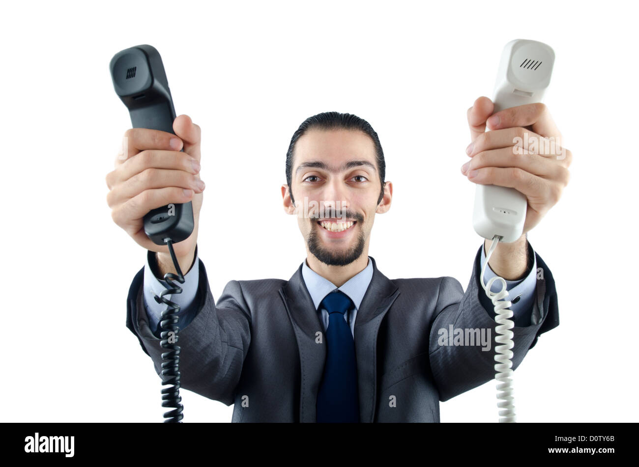 Man with phone isolated on white Stock Photo - Alamy