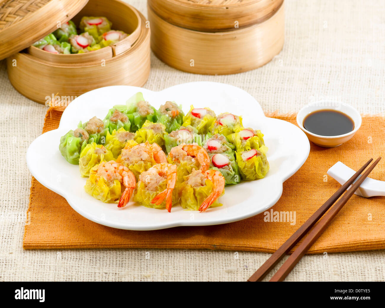 Dim sum with variety topping crab shrimp and pork great asian food ...
