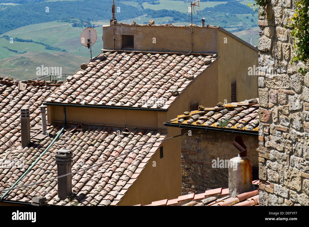 Traditional tiled Roofs in Volterra in Tuscany, Italy Stock Photo - Alamy