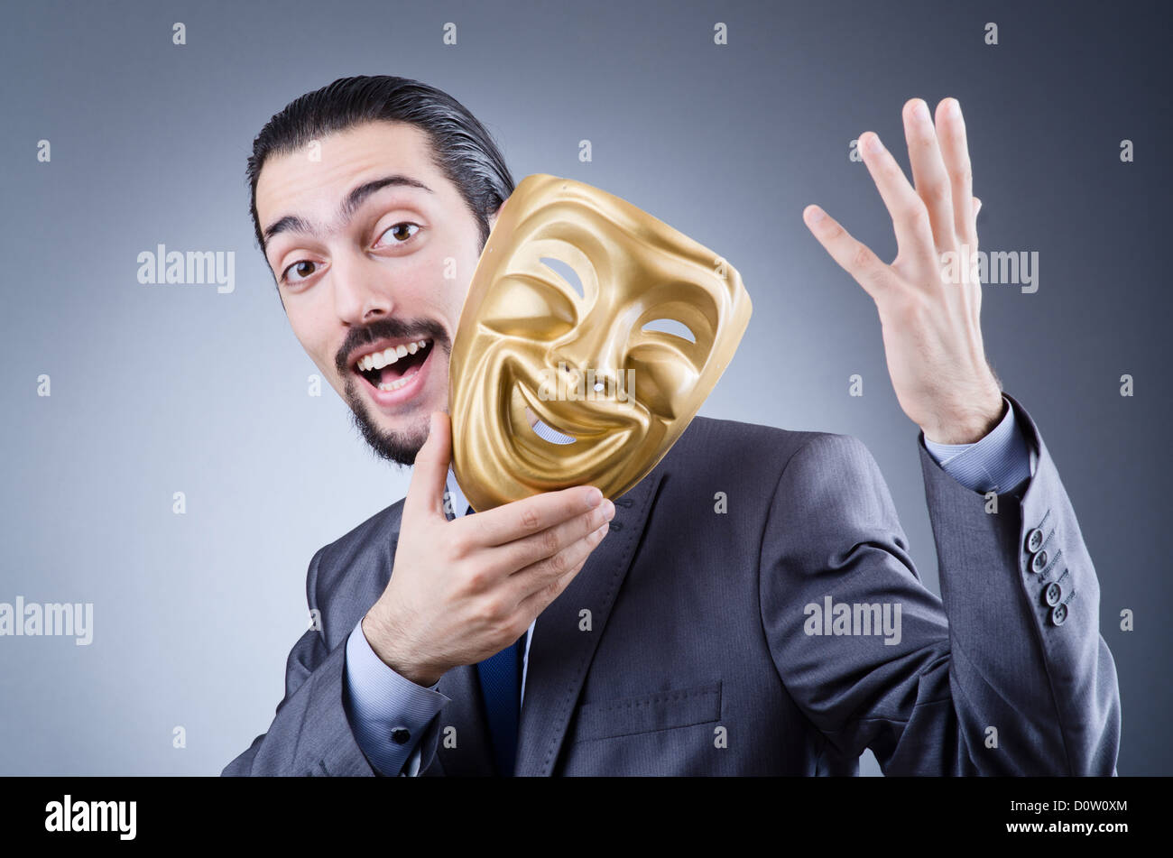 Businessman with mask concealing his identity Stock Photo - Alamy