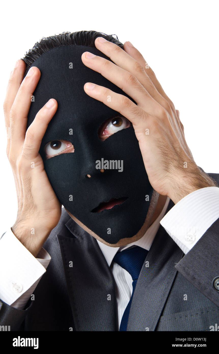 Industrial espionage concept with masked businessman Stock Photo - Alamy