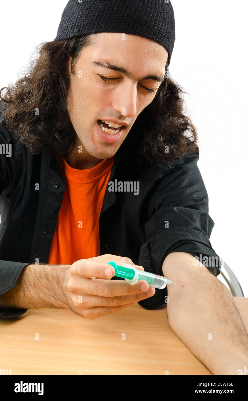 Narcotic drug abuse addict addiction syringe arm hi-res stock ...