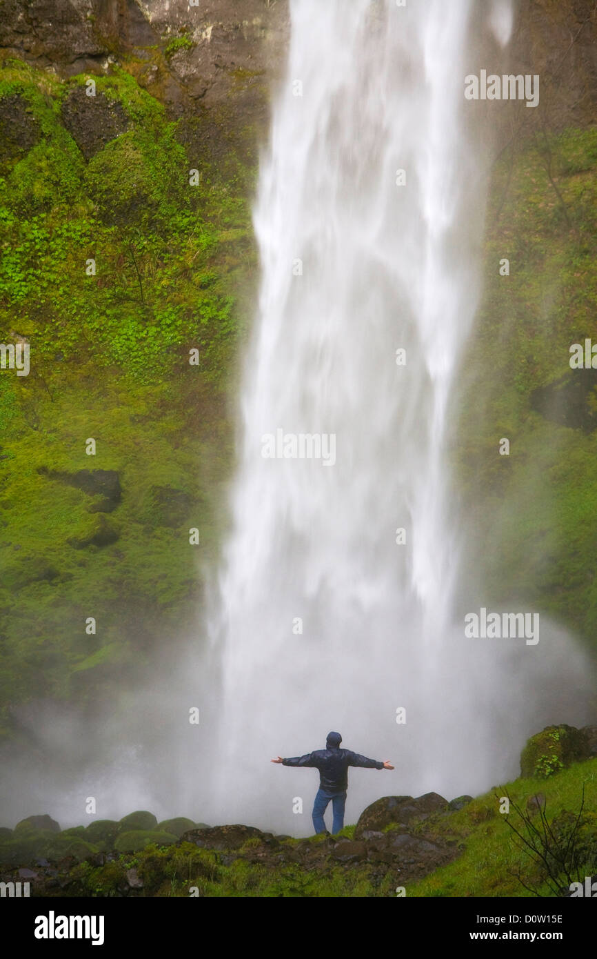 waterfall, waterfalls, model, Elowah Falls, Oregon, USA, United States ...