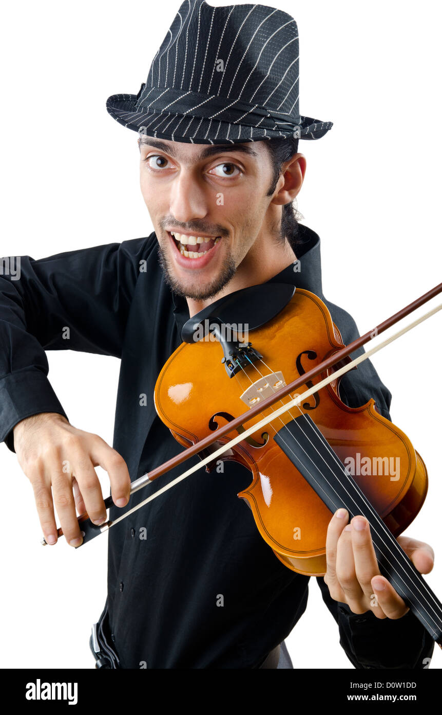 Violin player isolated on white Stock Photo - Alamy