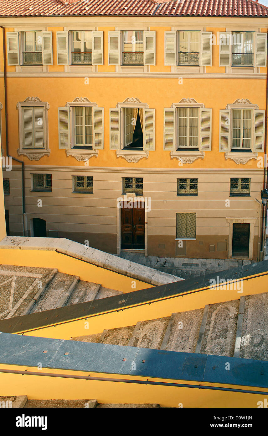 France, Europe, Alpes Maritimes, Menton, building, construction, Rampes ...