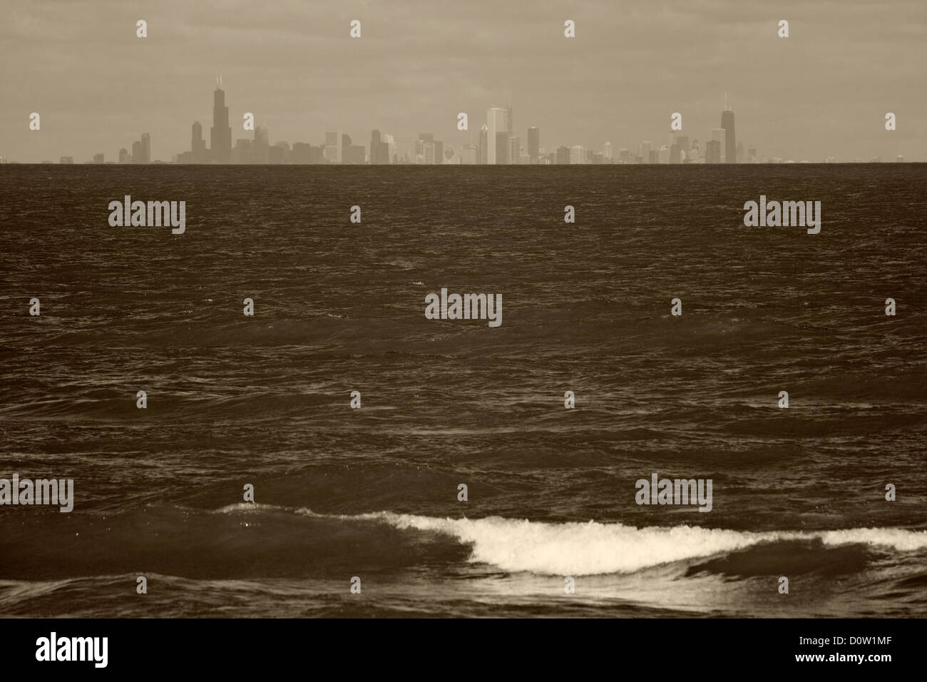 Chicago skyline seen from Indiana Stock Photo - Alamy
