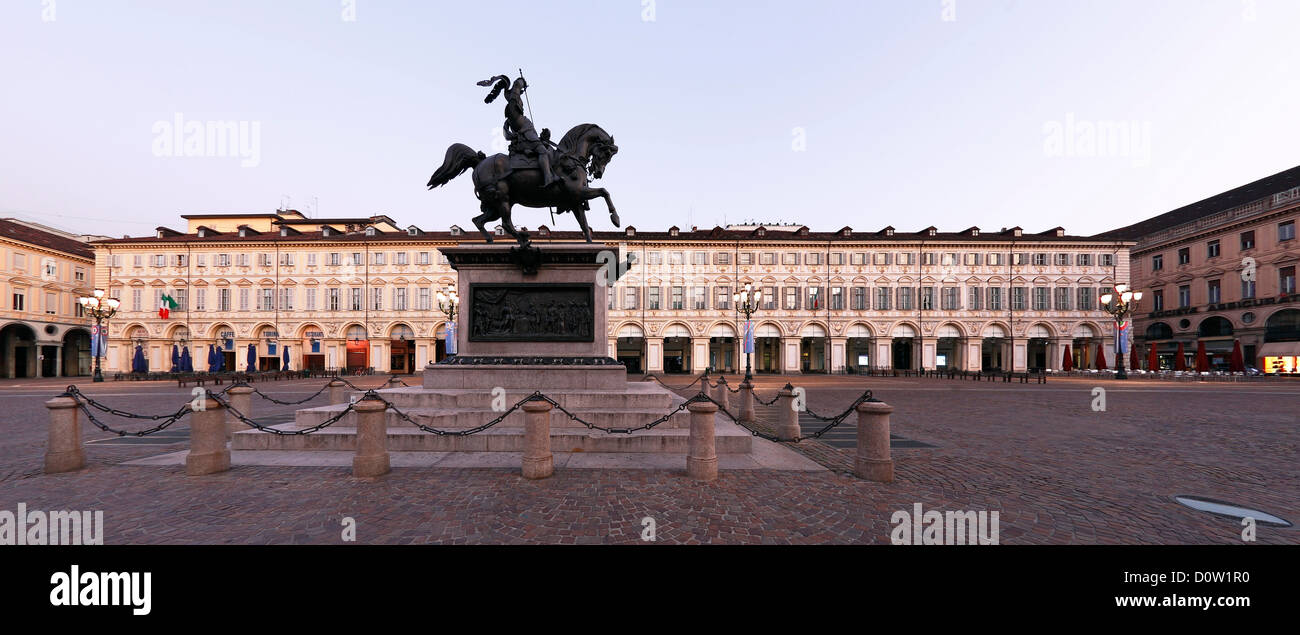 Italy, Europe, Piemont, Turin, winter, statue, monument, equestrian ...