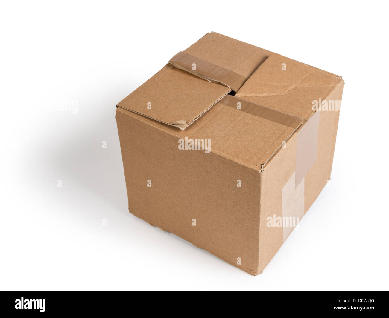 battered cartboard box isolated on white background Stock Photo - Alamy