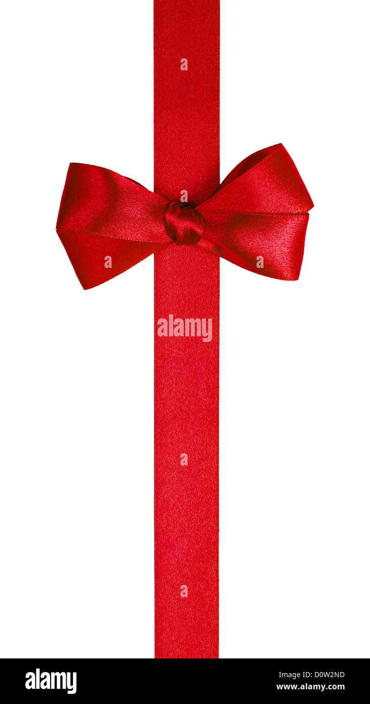 red ribbon with simple bow isolated on white background Stock Photo - Alamy