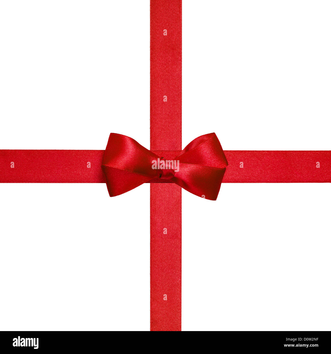 square with red ribbons and a simple bow isolated on white Stock Photo ...