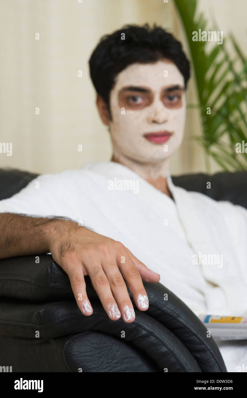 Portrait of a man with facial mask Stock Photo - Alamy