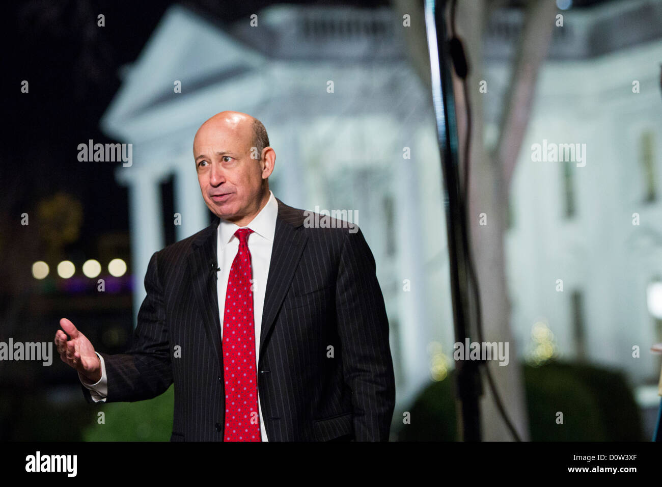 Lloyd Blankfein, Chairman and CEO of Goldman Sachs speaks outside of ...