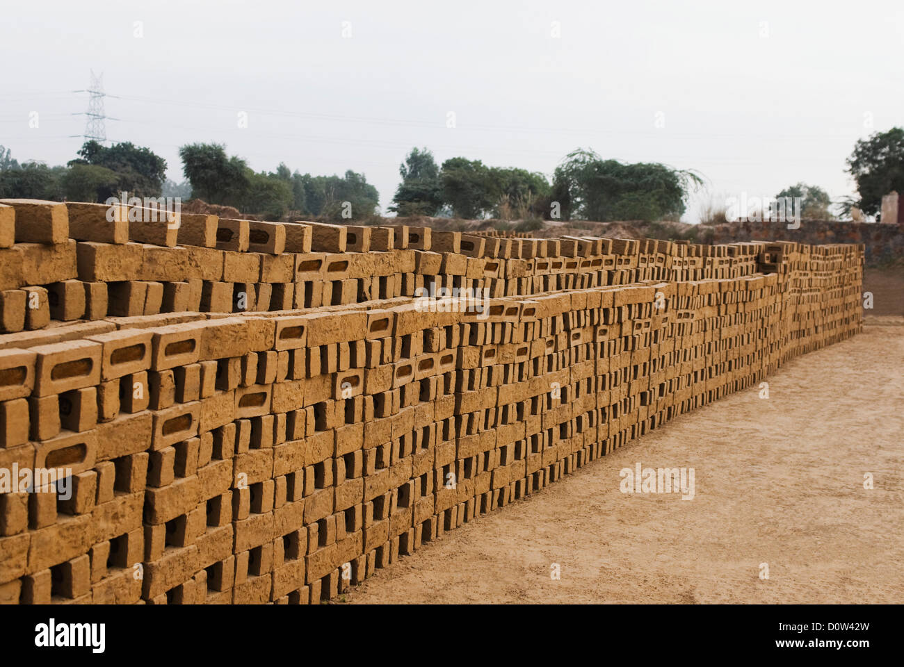 Stack of bricks in a brick factory, Sohna, Gurgaon, Haryana, India ...