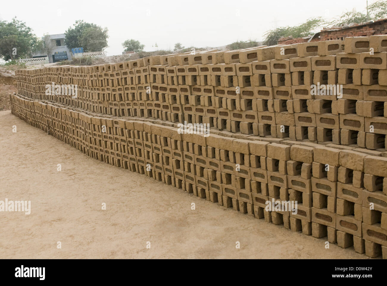 Stack of bricks in a brick factory, Sohna, Gurgaon, Haryana, India ...