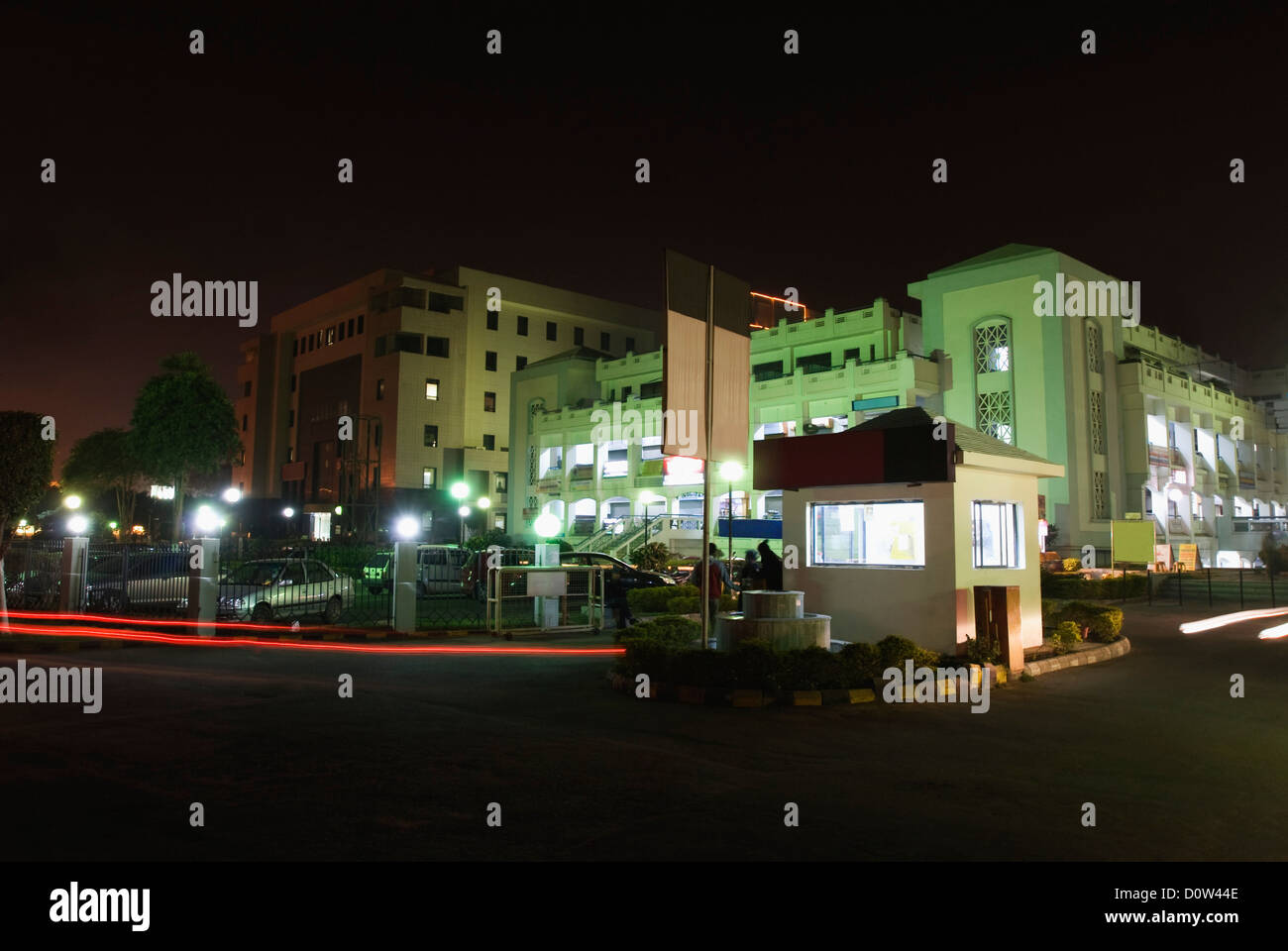 Buildings lit up at night, Gurgaon, Haryana, India Stock Photo - Alamy