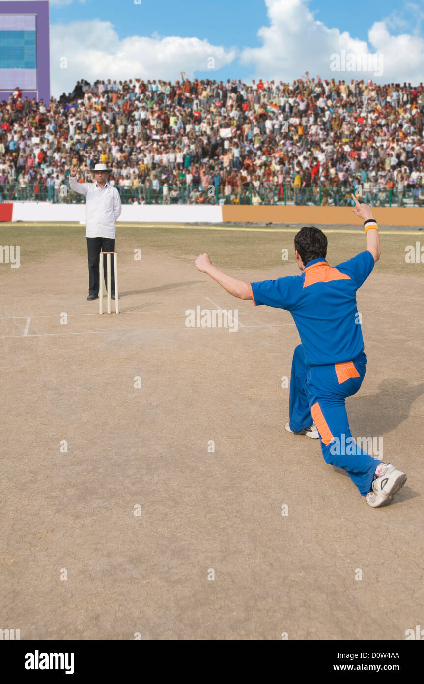 Cricket bowler appealing for a wicket Stock Photo - Alamy